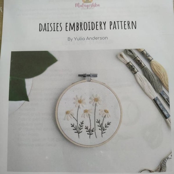Daisies Embroidery Kit, Floral Hand Embroidery Kit for Beginners, Daisy ...