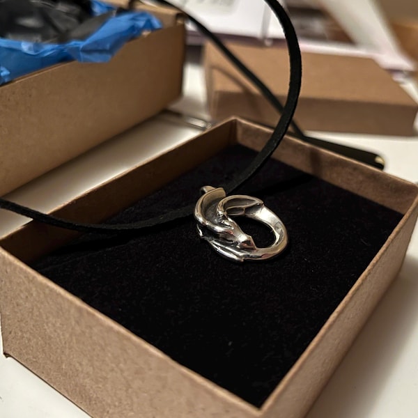 Sleeping Dragon Sterling Silver Pendant Necklace / Curled up Dragon ...