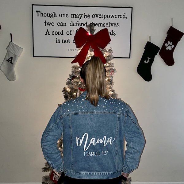 Embroidered Mama Denim Jacket / Mama Jean Jacket / Custom Mama Denim ...