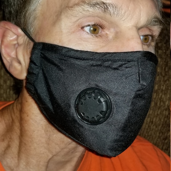 Vented Mask With Respirator and Filter, Reusable Washable Cotton Mask ...