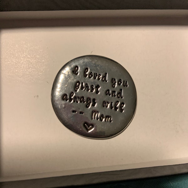 Handstamped Pewter, Pocket Token, Wedding Gift, Coin, Lucky Coin ...