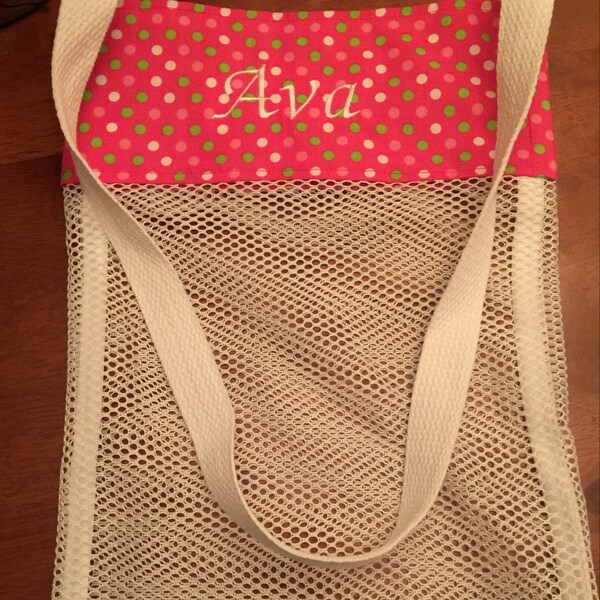 Girls Beachcombing Seashell Collecting Mesh Beach Bag, Cross Body Tote ...