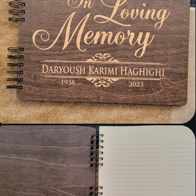 In Loving Memory Funeral Guest Book 8.5x7 Wood Custom Personalized ...