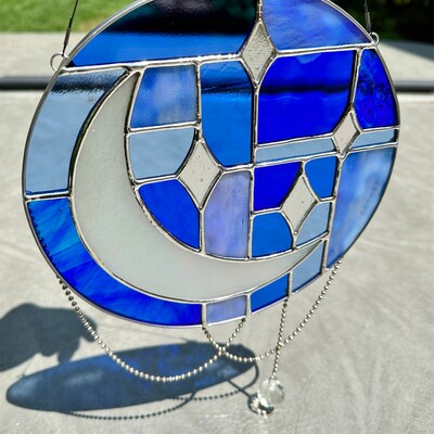 Cloudy Moon Sky Pattern Stained Glass PDF Digital File - Etsy