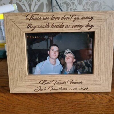 Personalised Wooden Photo Frame Custom Engraved Any Message Portrait or ...