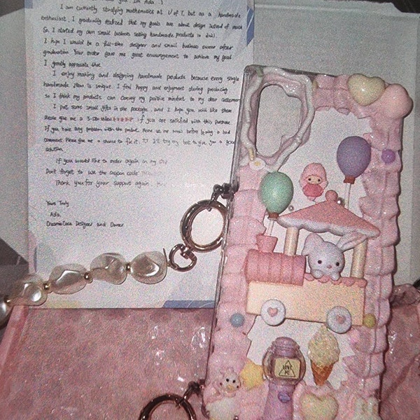 Pink Sakura Decoden Phone Case for All Brand, Cute Phone Case, Icing ...