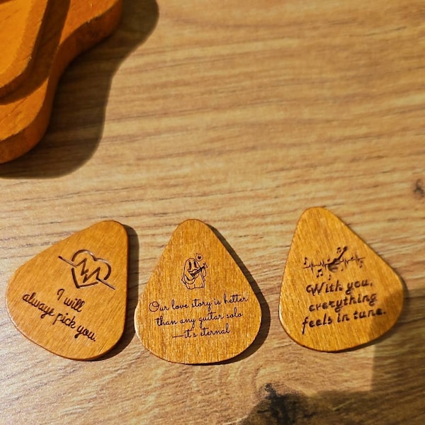 Custom Wooden Guitar Pick Box With Personalized Engraving, Unique ...