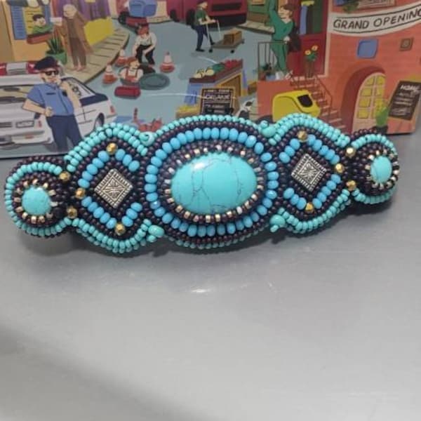 Beaded Barrette, Bead Embroidered Barrette, Hair Barrette, Beaded Hair ...