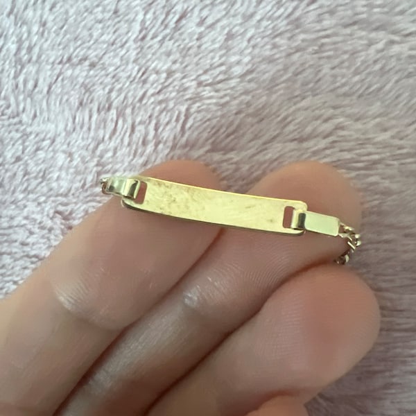 14K Solid Gold Baby ID Bracelet, Baby Name Bracelet, Personalized Baby ...