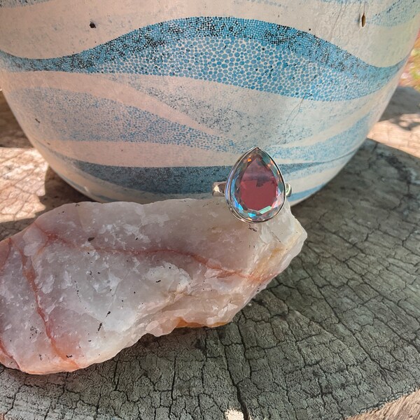 Angel Aura Quartz Ring-handmade Ring-925 Sterling Silver Ring-teardrop ...