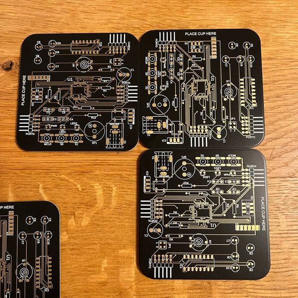 The Original: Set of 2 Coasters in Pcb-design With Gold Contacts for ...
