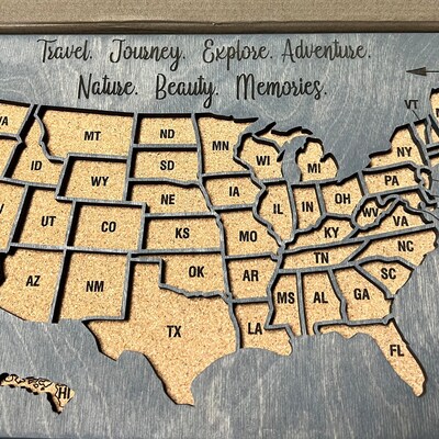 Push Pin USA Map Travel Map for Couples Gift, Wooden Map of United ...