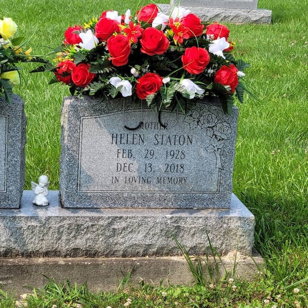 Red White Rose Cemetery Saddle - Spring Cemetery Flowers - Cemetery ...