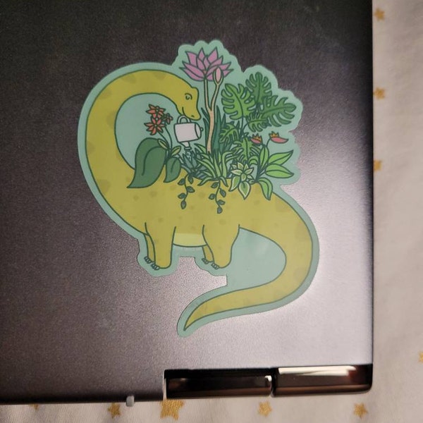 Dino Planter, Dinosaur Decals, Brontosaurus, Gardening Sticker, Vegan ...