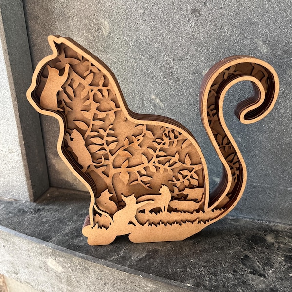 Cat Laser Cut, Svg, Dxf, Glowforge CNC Cutting, Pdf, Dxf, Svg Ai Eps ...