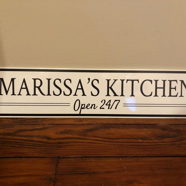 Kitchen Open 24/7 Sign, Personalized Kitchen Name Sign, Custom Gift ...