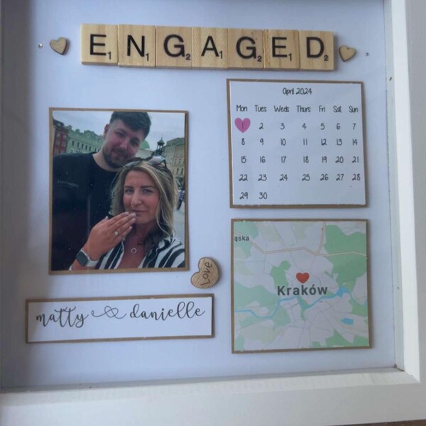 Gift for Engagement, Engaged Gift, Engagement Frame Handmade ...