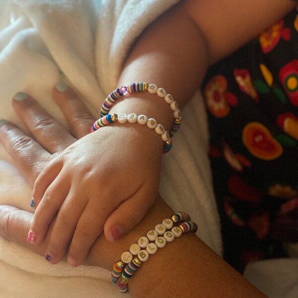 PERSONALIZED First Day of Kindergarten, Rainbow Mommy and Me Bracelets ...