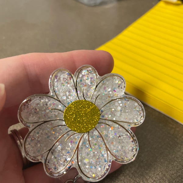 Daisy Badge Reel, Flower ID Holder, Spring Badge Reel, Summer Badge ...