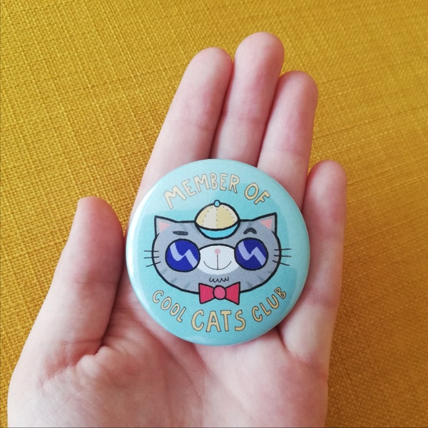 Cool Cats Club Button Pin - Etsy