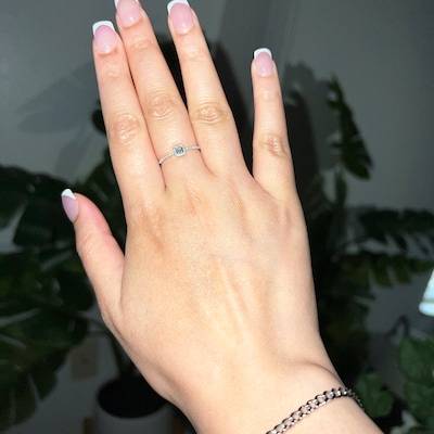 14k Gold Diamond Nesting Ring, Unique Stacking Ring, Thin Diamond ...