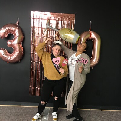 30th Rose Gold Birthday Decoration for Women, 30 Sash, Silver Foil ...