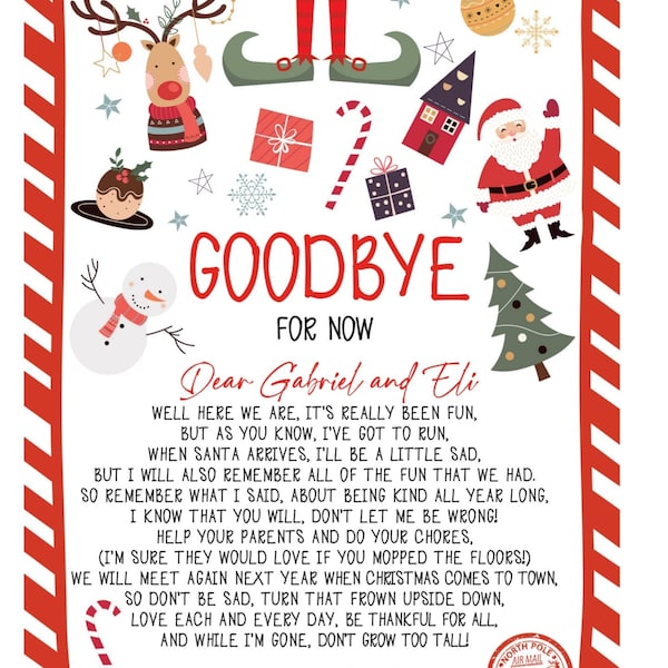Editable Elf Goodbye Letter Departure Letter Christmas Goodbye From ...