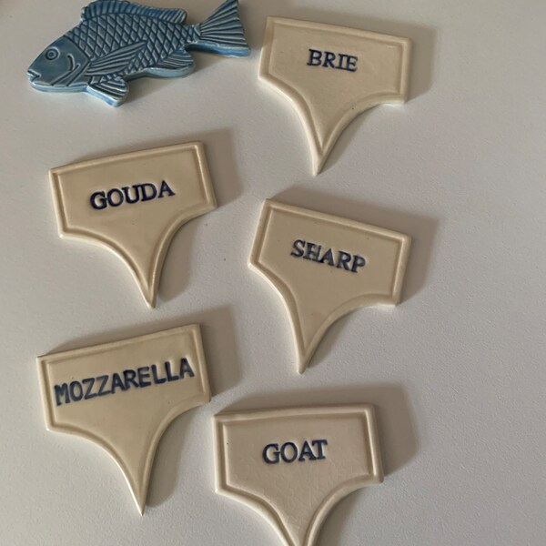Ceramic Cheese Markers, Your Choice of Set With Name or Blank, Handmade ...