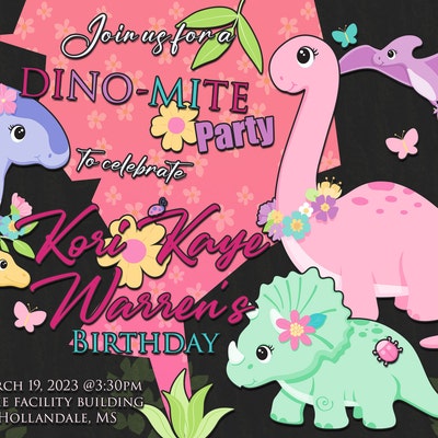 Delightful Dinosaurs Dinosaurs for Girls Clip Art and Digital Paper Set ...