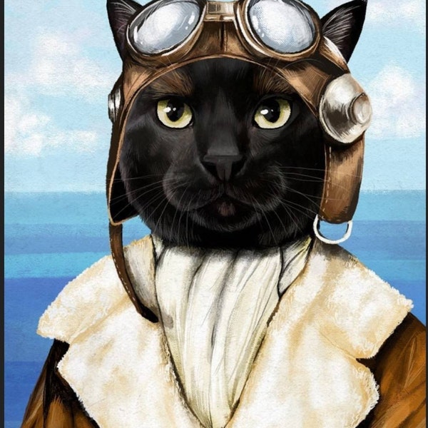 Pilot Pet Portrait, Custom Pet Portrait, Pet Portraits, Dog Portrait ...