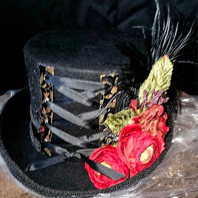 Black Top Hat With Lace - Etsy