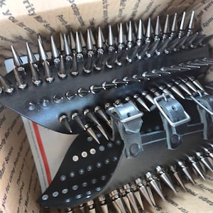 BULLDOZER Brutal Giant Spikes Genuine Leather Gauntlet Thrash Metal - Etsy