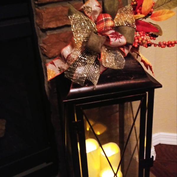 Spring Lantern Topper Eucalyptus Bow Spring Decor Easter Lantern Bow ...