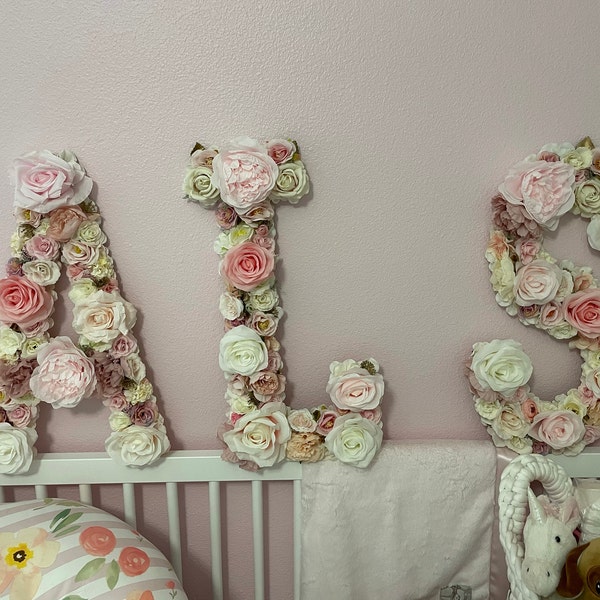 Floral Letter, Flower Letter Nursery, Boho Nursery Decor, Shabby Chic ...