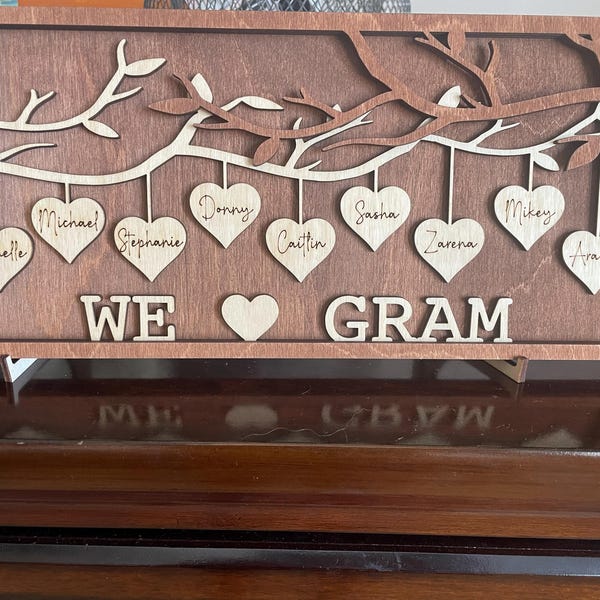 Family Tree Hanging Heart 3D Wall Hanging Decoration or Gift With Stand ...