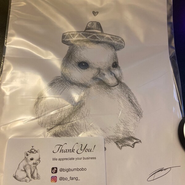 Fat Little Duck - Sketch Illustration - 8.5 X 11 Black and White Art ...