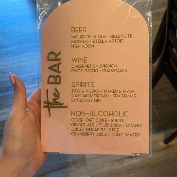 Acrylic Arch Bar Sign | Acrylic Wedding Sign | Wedding Decor | Arched ...