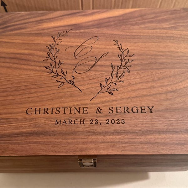 Personalized Walnut Keepsake Box, Wedding Memory Box, Jewelry Photo Box ...