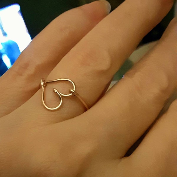 Gold Heart Ring - Etsy