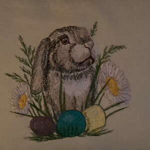 Machine Embroidery Easter Bunny With Meadow Flowers, Daisies. 5 Sizes ...