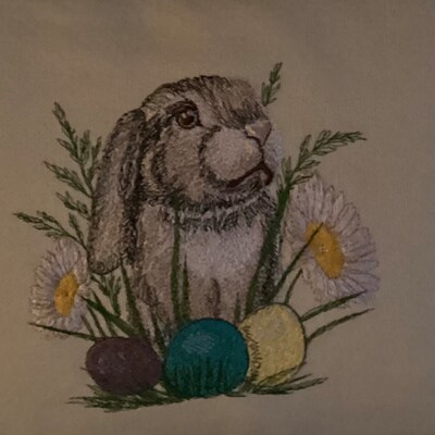 Machine Embroidery Easter Bunny With Meadow Flowers, Daisies. 5 Sizes ...