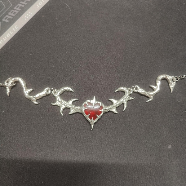 Byzantine Chain Choker With Spiky Black Crystal Pendant, Gothic Alt ...
