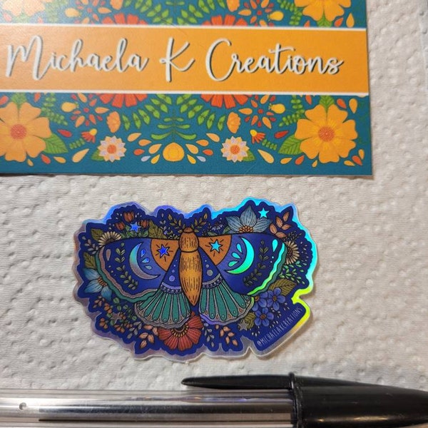 Holographic Moth Sticker | Witchy Sticker | Moth Sticker|stickers for ...