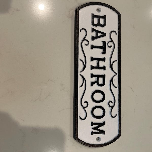 Bathroom Sign, Antique Style, Cast Iron, 10" Wide, 3" Tall, Available ...