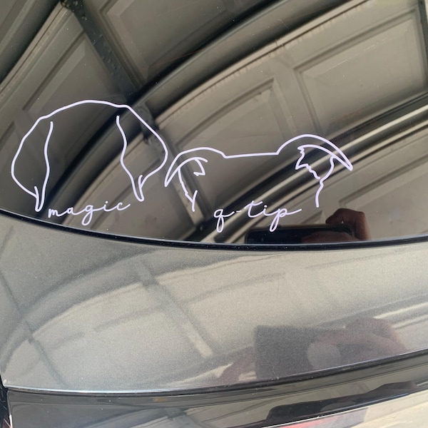 Custom Dog Ear Car Decal, Personalized Pet Outline Sticker With Name ...