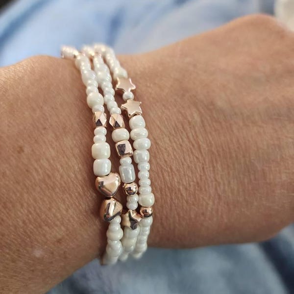 Blue Color Bracelet With 6mm 18K Gold-plated Accents | Elegant Handmade ...