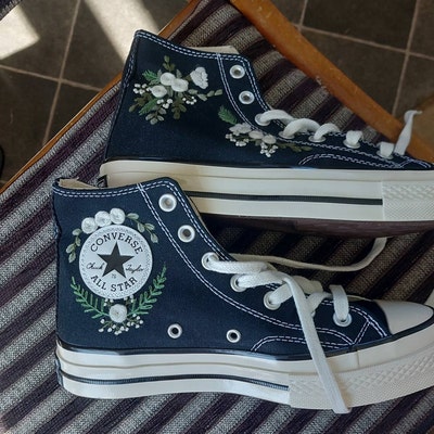 Embroidered Converse/converse Custom Flower Embroidery /bridal Converse ...