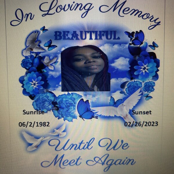 In Loving Memory Png-blue Flowers Butterfly Memorial Template | Instant ...
