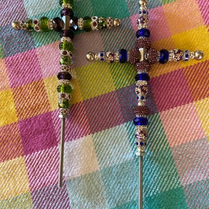 Beautiful Beaded Cross Garden Stake - Etsy