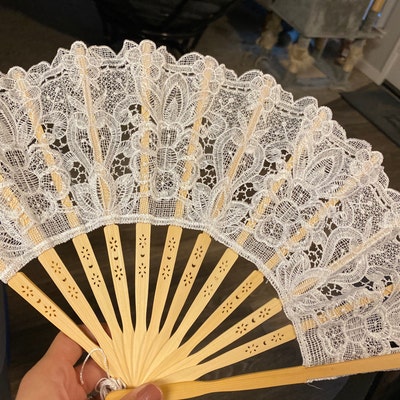 Elegant, Beautiful Design Hand Fan, Hand Held Fan, Wedding Bride Lace ...